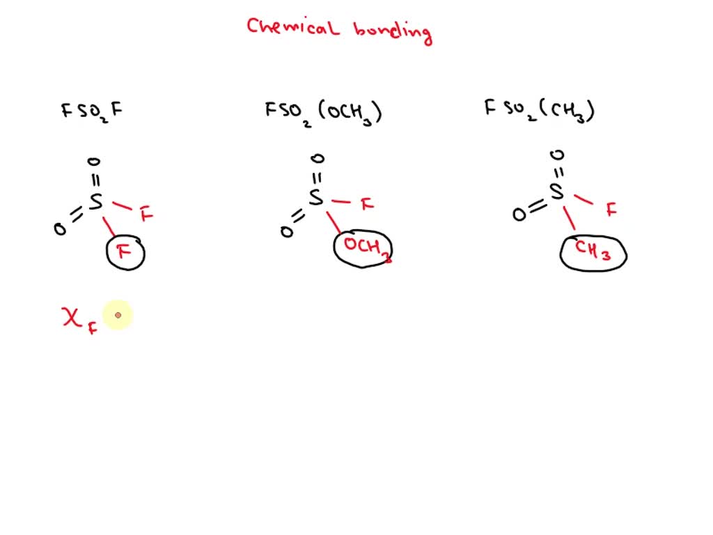 SOLVED: Of the molecules FSO2F, FSO2(OCH3), and FSO2CH3 which has the ...