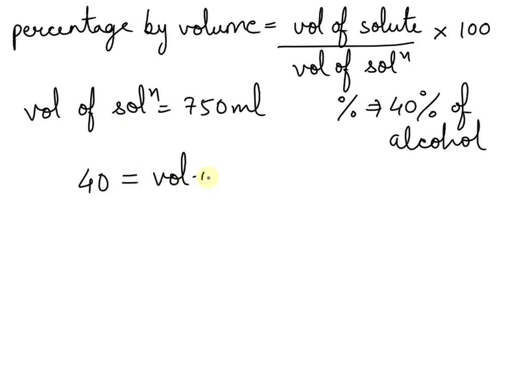 SOLVED: Percent by volume is similar to 10 percent by mass. Volume of ...