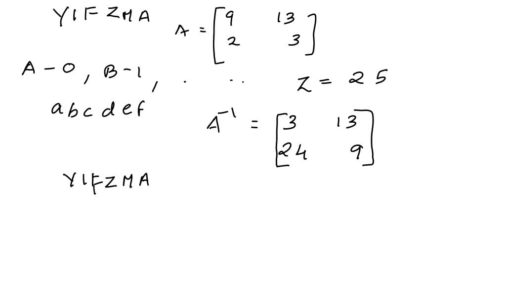 Solved Exercise 2 T W 21313 The Ciphertext Yifzma Was Encrypted Find The Plaintext Hill