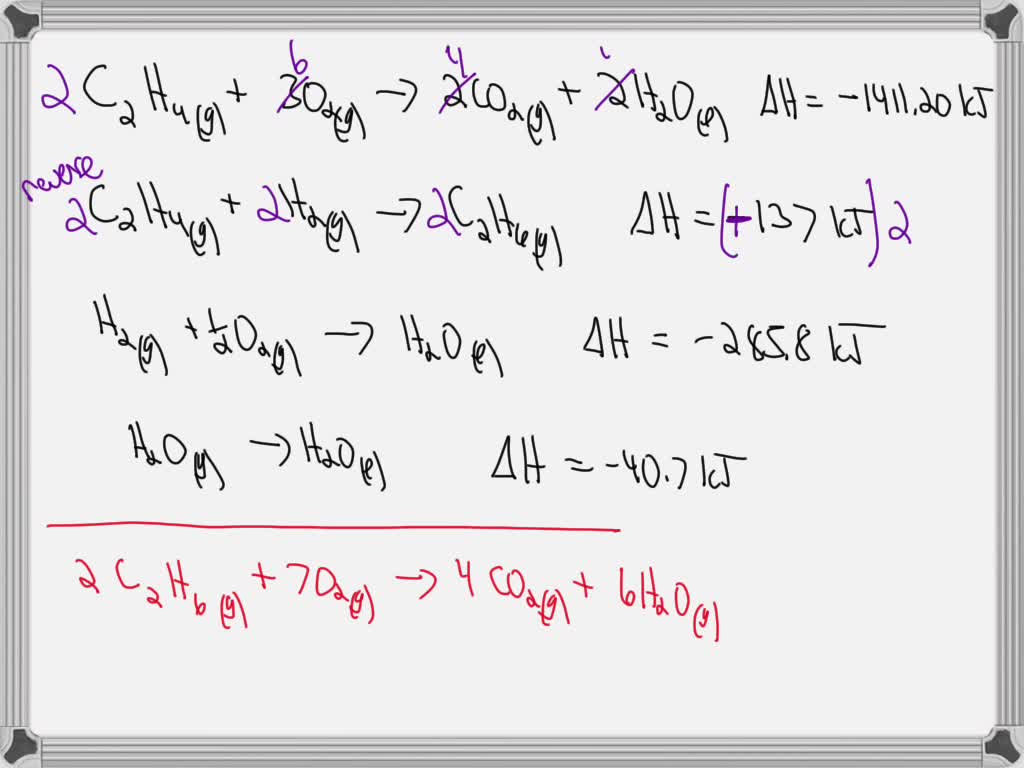 SOLVED: the enthalpy of combustion of ethane is minus 337 at 25 degree ...