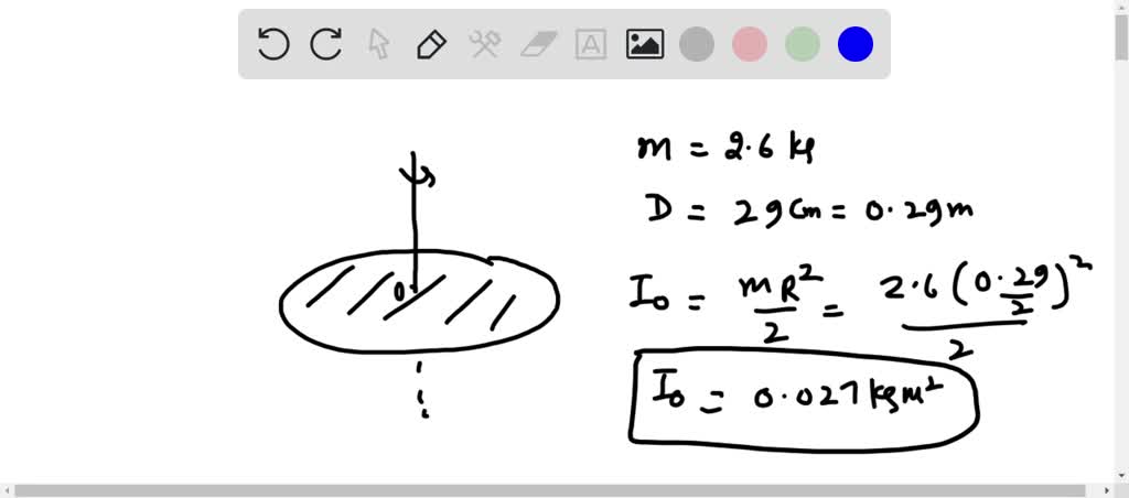 SOLVED: 1) Calculate the moment of inertia of a disk of diameter = 78 ...