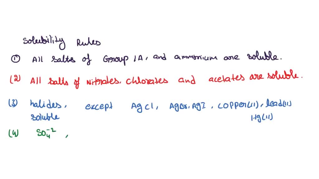 SOLVED: TABLE 4.1 Simple Rules for the Solubility of Salts in Water ...