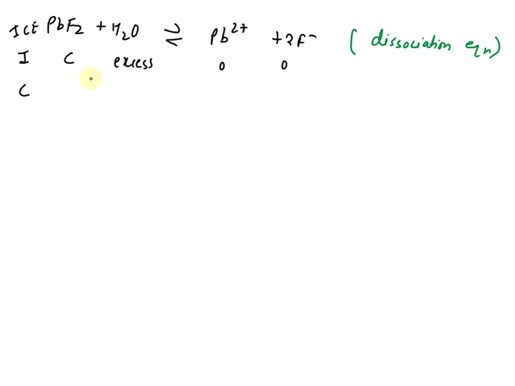 SOLVED: Determine the molar solubility of PbF2 in 0.20 M NaF? (Ksp' of ...