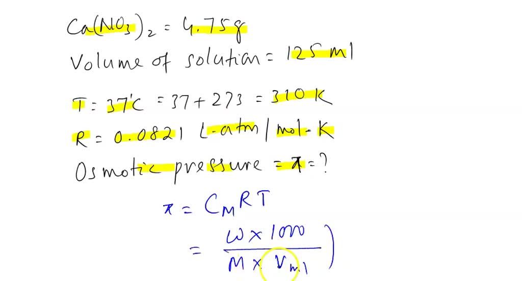 SOLVED: Calcium nitrate, Ca(NO3)2, is a strong electrolyte. A solution ...