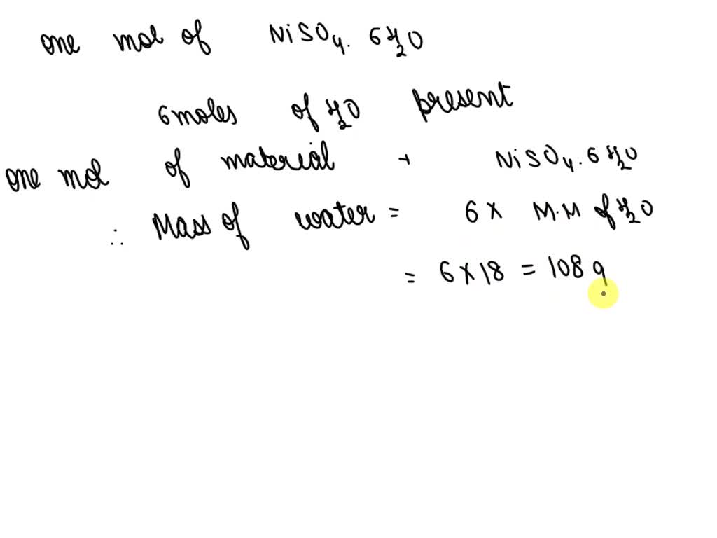 SOLVED: Based on the formula of nickel sulfate hexahydrate, NiSO4Â·6H2O ...