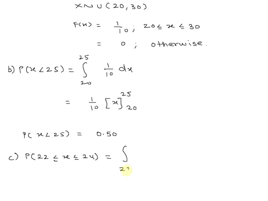 SOLVED: The random variable x is known to be uniformly distributed ...