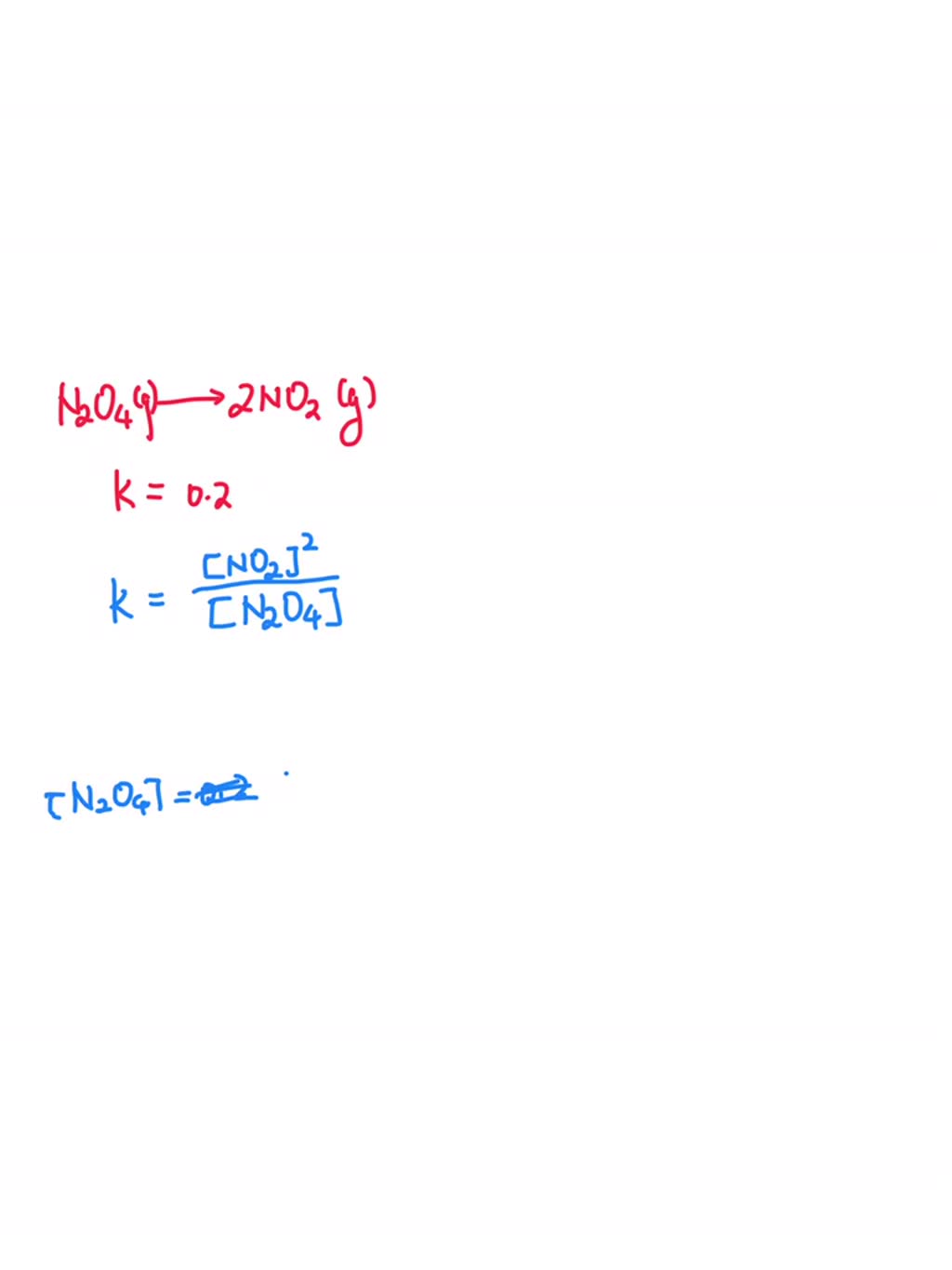SOLVED: 7. The reaction 2NO2 (g) = N2O4 (g) has an equilibrium constant, Kc of 0.87 at 25°C. A ...