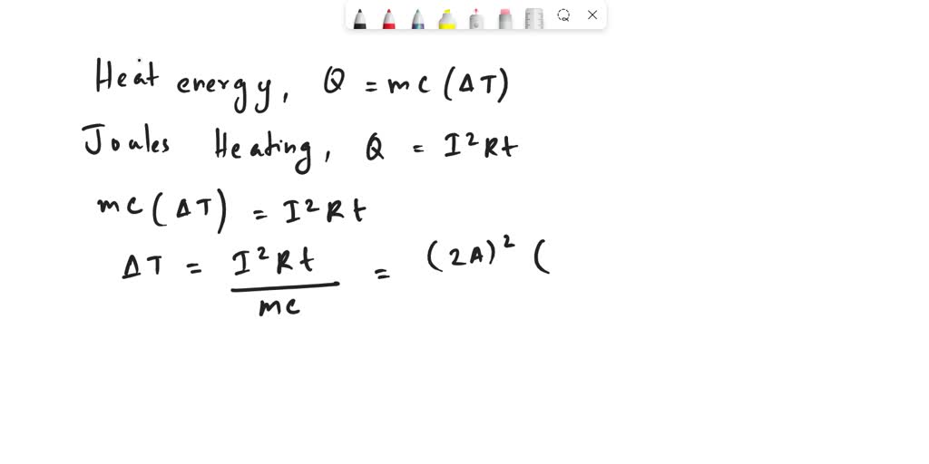 SOLVED: A thermally insulated resistor of 20 Ohms has a current of 2 ...