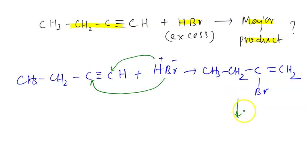 SOLVED:1. The main reaction product of 1-butyne and excess HBr is:A. 2 ...