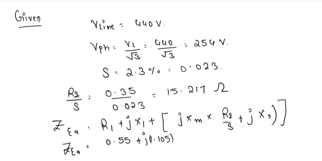 Solved The Stator Winding Resistance Ra Is 0 078 Ω Leakage Reactance Xal Is 0 05 Ω And