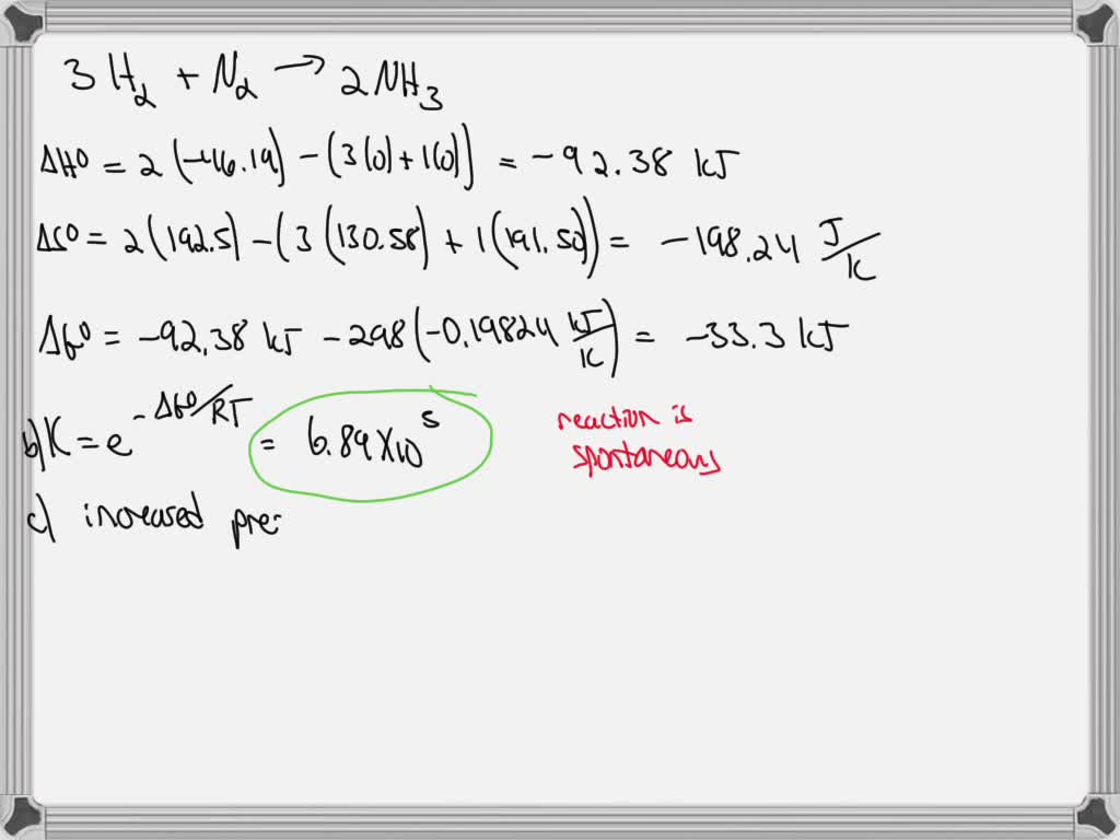 SOLVED: The Haber Bosch Process is a critically important chemical ...