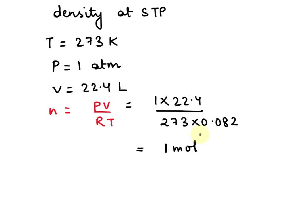 SOLVED: Use the molar volume of a gas at STP to calculate the density ...