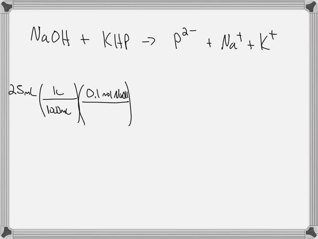 SOLVED: Calculate the mass of potassium hydrogen phthalate (KHP) to fully react with 25 mL of 0. ...