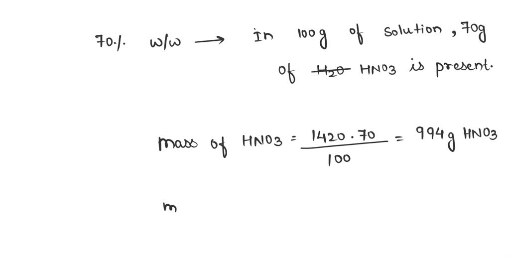 SOLVED: 1. Determine the molarity of a solution of concentrated nitric acid (HNO3) with a ...