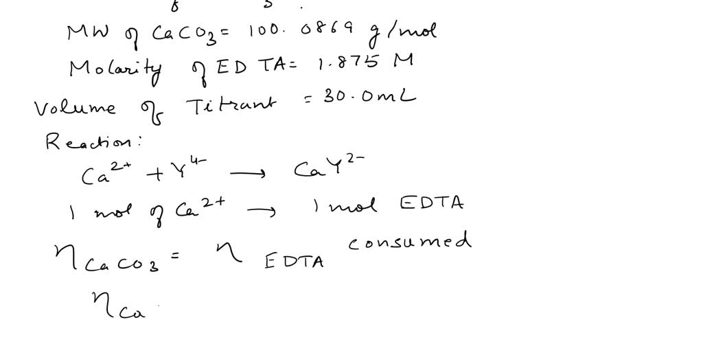 SOLVED: What is the mass of pure dry CaCO3 (MW: 100.0869 g/mol ...