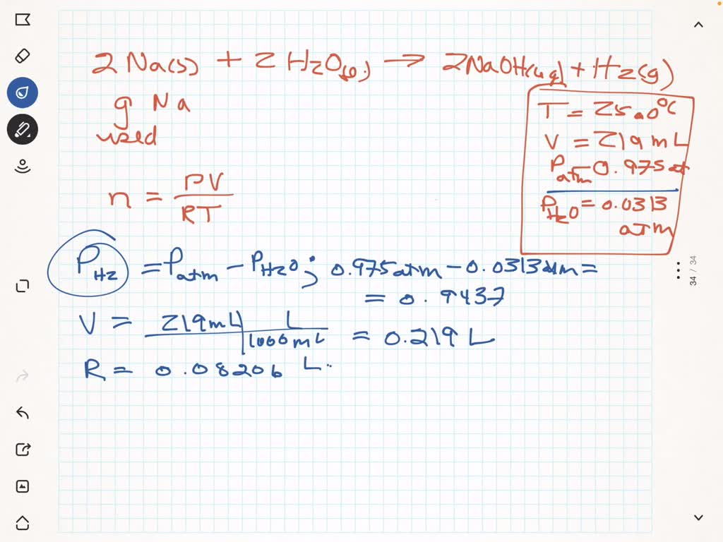 SOLVED: Text: Sodium metal reacts with liquid water in a reactor vessel ...