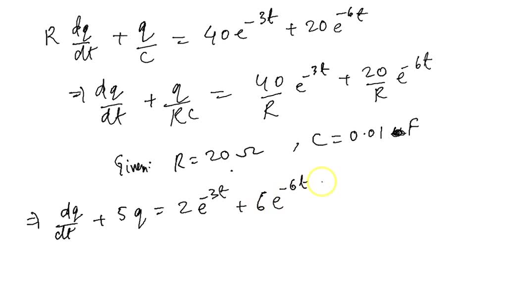 SOLVED: A 20-ohm resistor is connected in series with a capacitor of 0.01 farad and an EMF volts ...