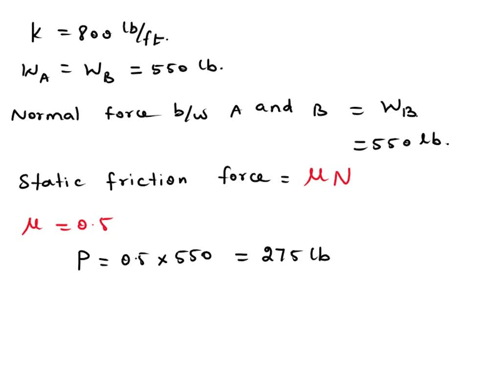 SOLVED: Each block in the figure weighs 550 lb. Determine how far the force P can compress the ...