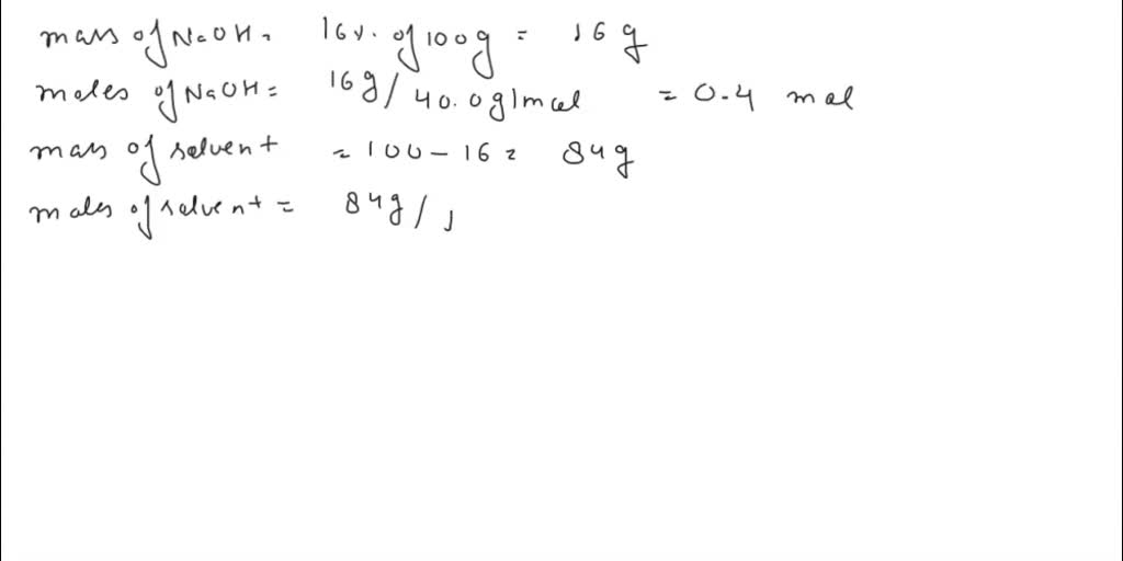 SOLVED: What is the mole fraction, X, of solute and the molality, m, for an aqueous solution ...