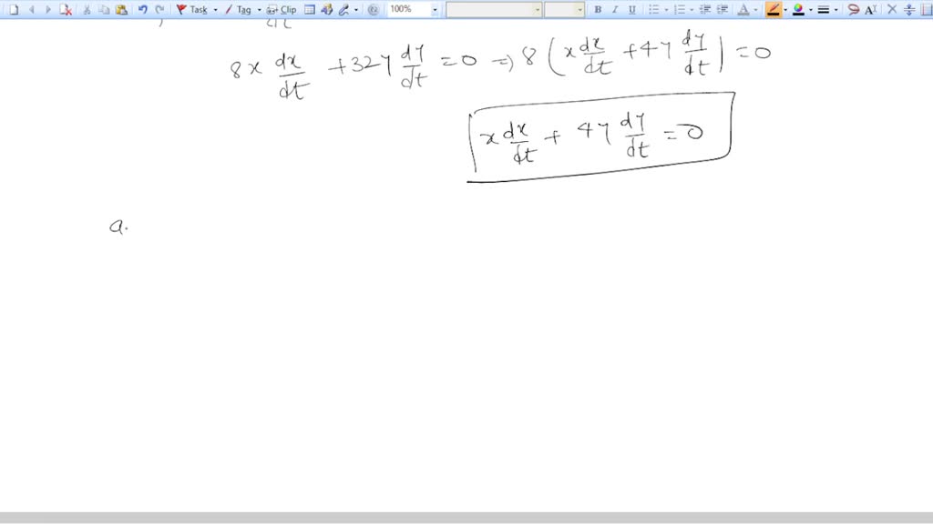 SOLVED: Suppose 4x2 16y2 100, where x and y are functions of t. (a) If dy find dx when x = 3 and ...