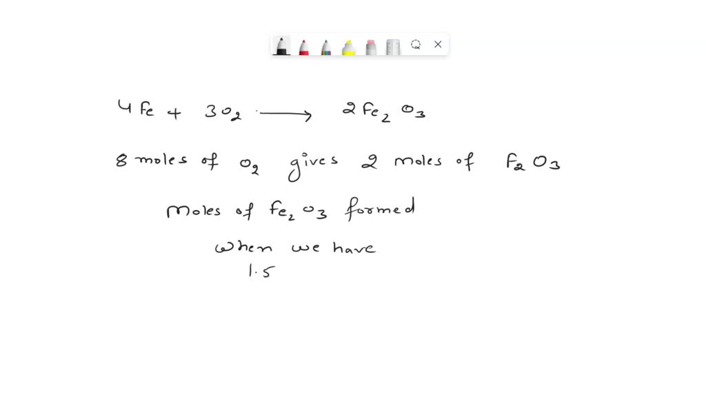 SOLVED: The rusting of iron is represented by the equation below: If you have 1.50 mol of oxygen ...