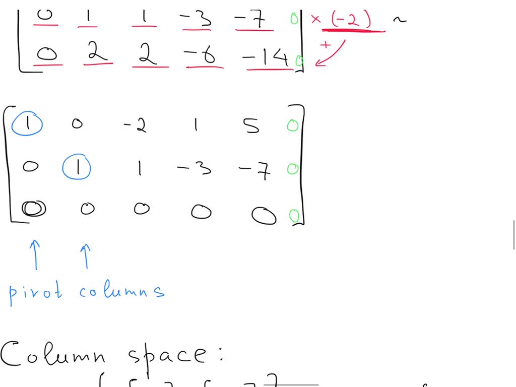 SOLVED: Find the Null Space, Column space of A. Find Basis for Null ...