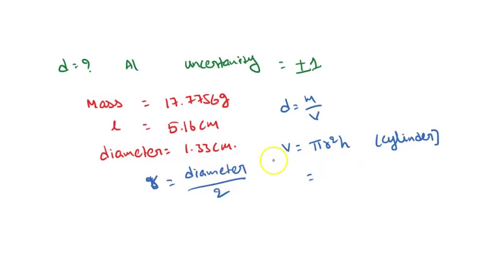 Derive an expression for calculating density and the uncertainty in ...