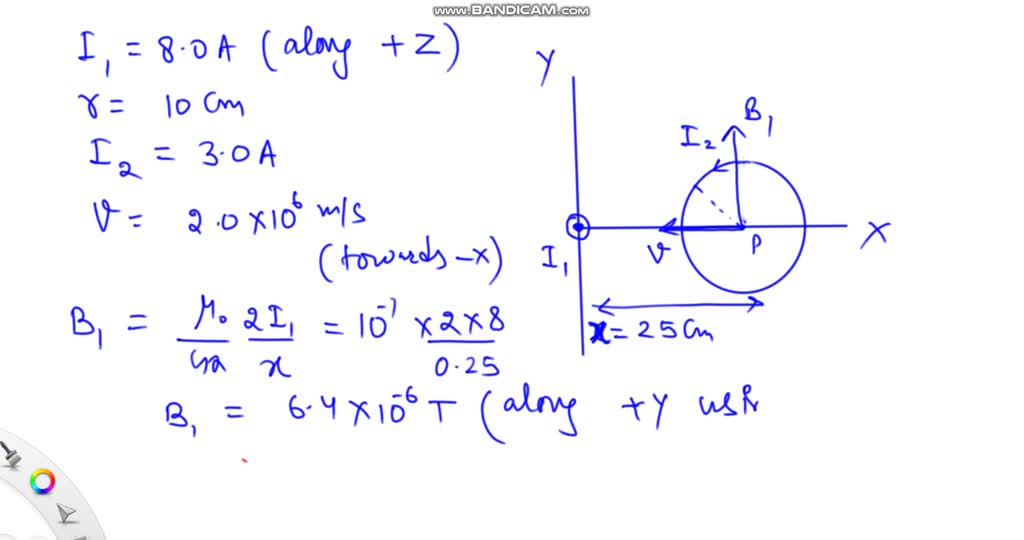 SOLVED: A long straight wire on the Z-axis carries a current of 8.0 A in the +Z direction (out ...