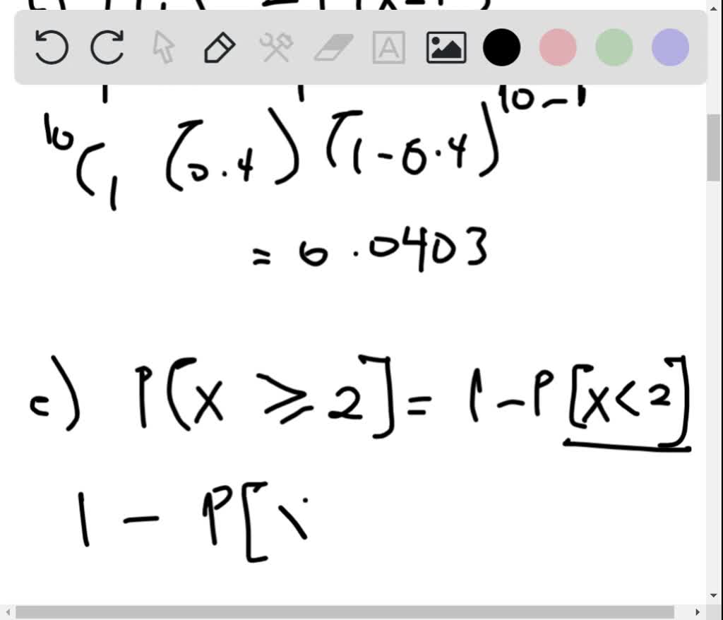 Consider a binomial experiment with n=10 and p=0.40. a. Compute f(0), the probability of no ...