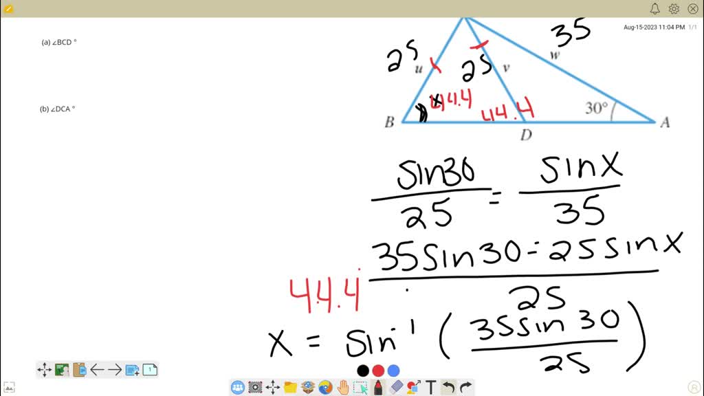 SOLVED: For the triangle shown, find the following. (Assume u = v = 25 ... SOLVED: For the triangle shown, find the following. (Assume u = v = 25 ...