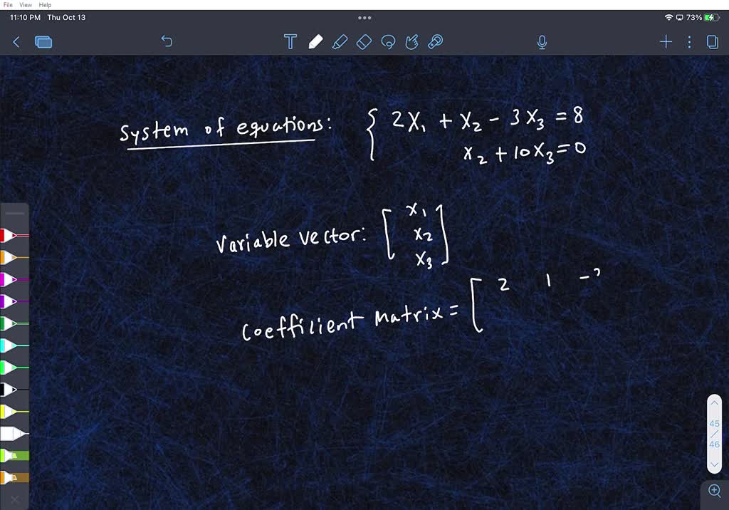 SOLVED: Write the system first vector equation and then as a matrix ...