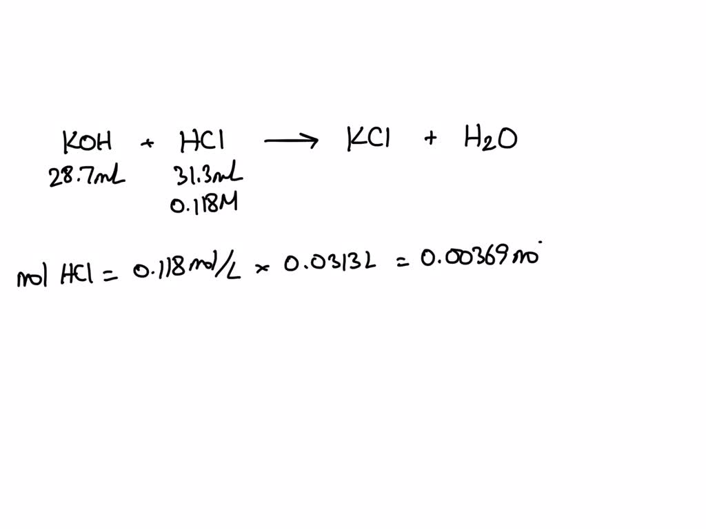 SOLVED: An aliquot (28.7 mL) of a KOH solution required 31.3 mL of 0. ...