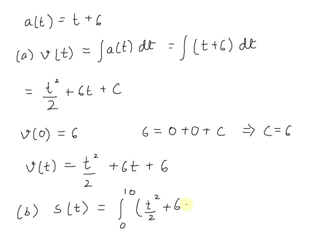 SOLVED: The acceleration function (in m/s2) and the initial velocity are given for particle ...
