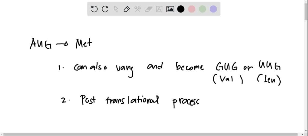 SOLVED: The start codon, AUG, codes for methionine. Provide 2 reasons ...