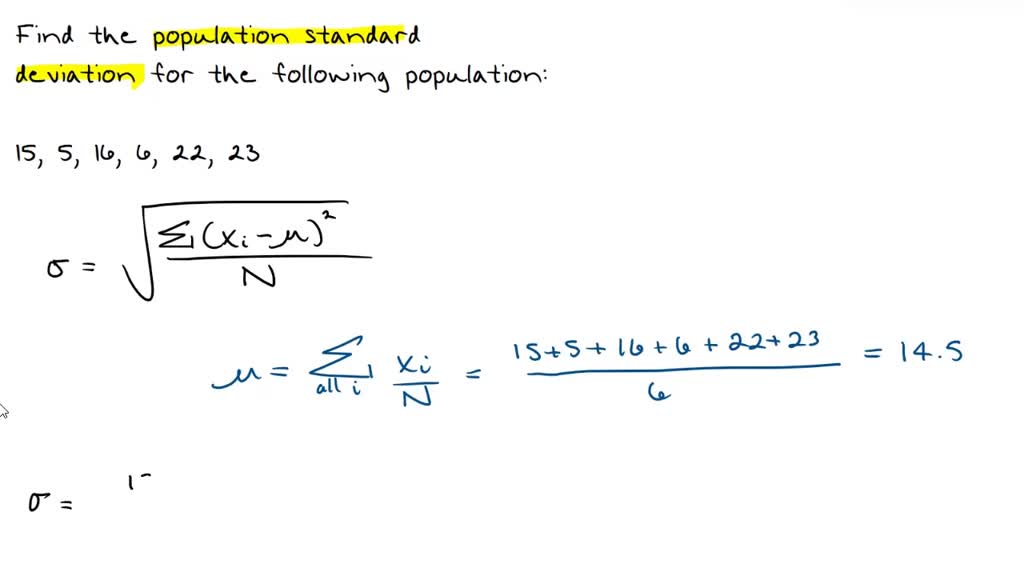 Solved Find The Population Variance And Standard Deviation For The Following Population Round
