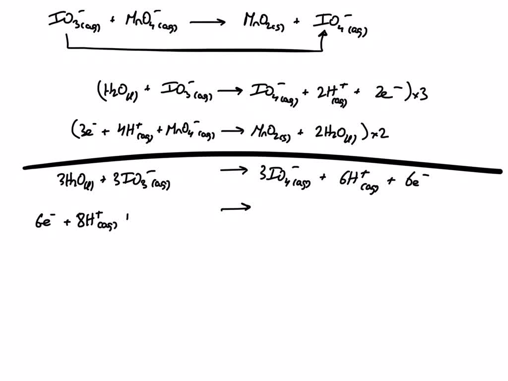 SOLVED: Balance the following reaction in basic solution. IO3–(aq ...