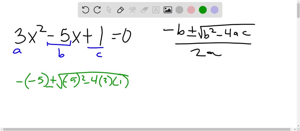 SOLVED: Solve the quadratic equation below. If the solutions are not real, enter NA. 10x^2 - x ...