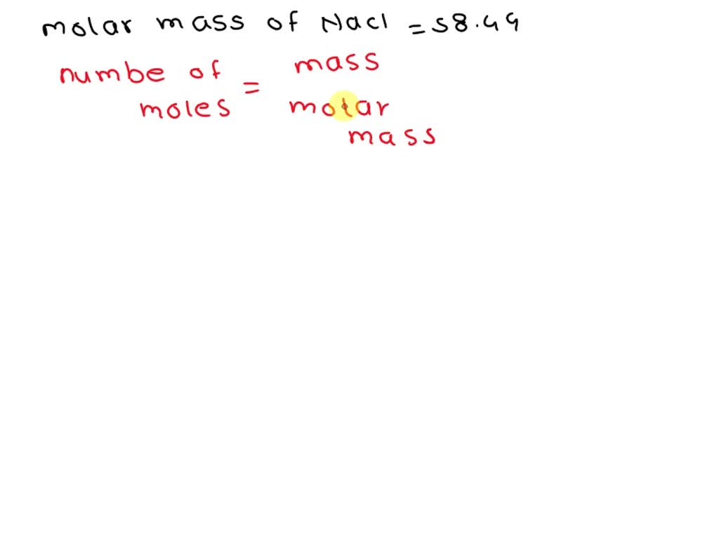 The chemical formula for sodium chloride is NaCl. A chemist determined ...