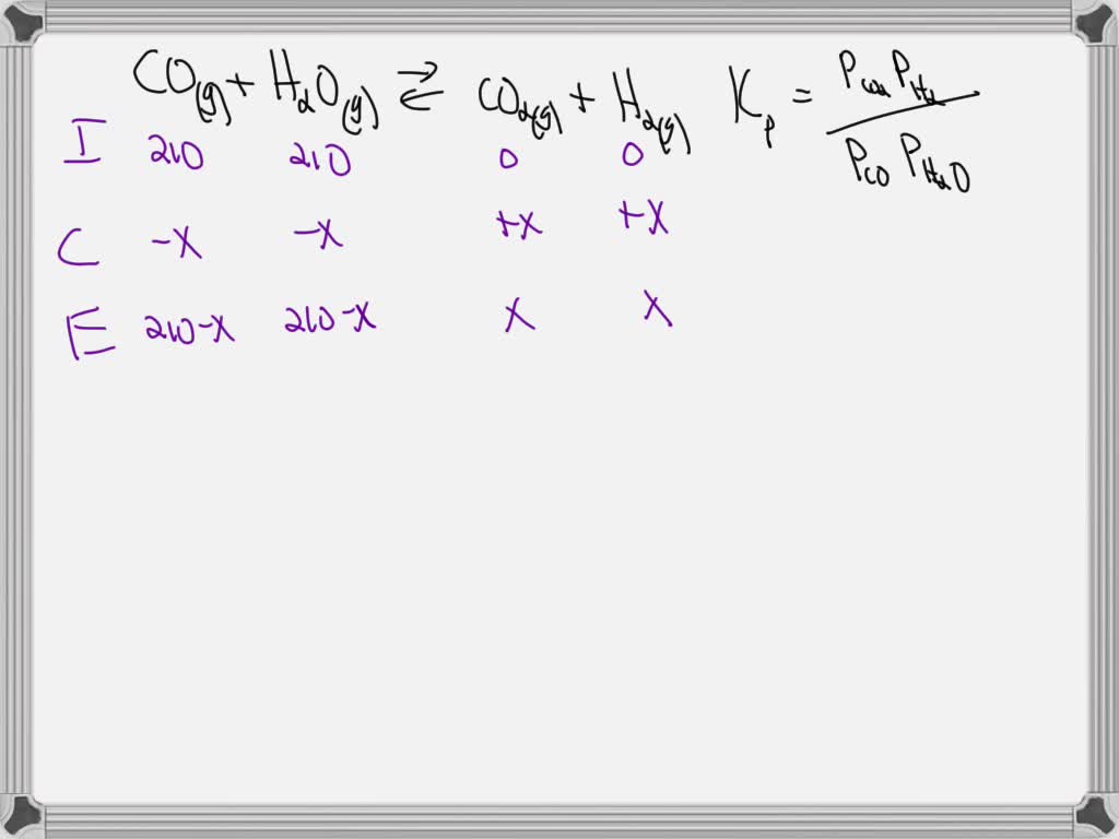 SOLVED: Carbon monoxide and water vapor, each at 210 Torr, were introduced into a 250 mL ...