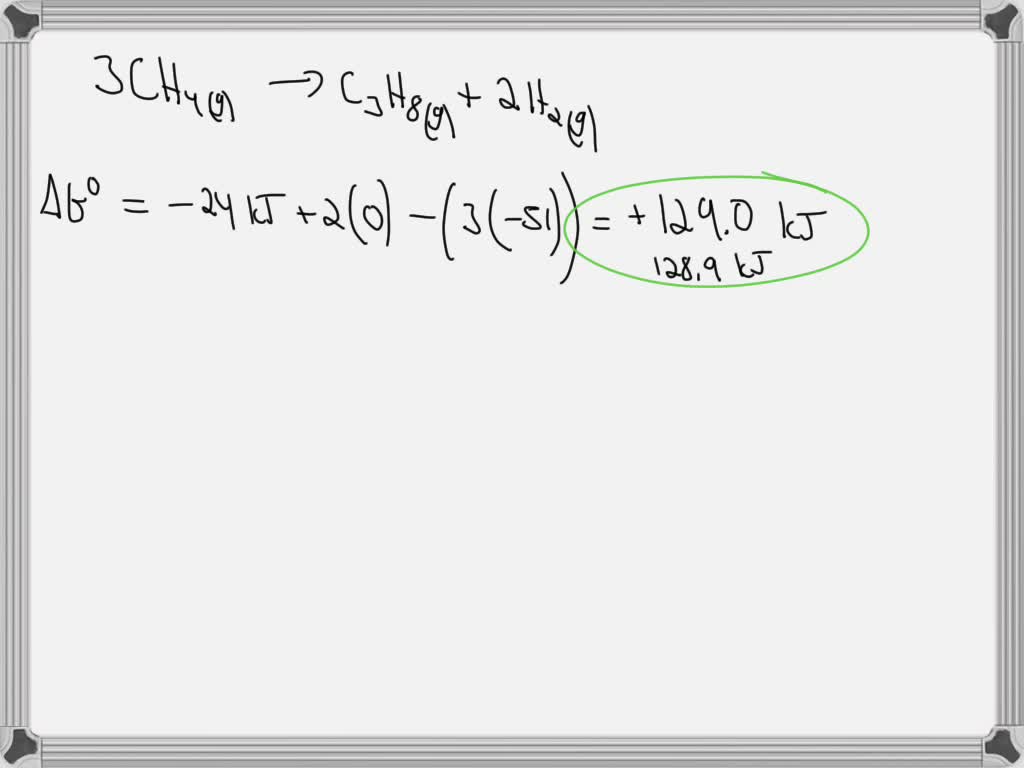 SOLVED: Consider the following reaction: 3CH4(g)→C3H8(g)+2H2(g) Part A Using data from Appendix ...