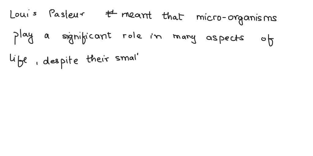 Louis Pasteur said, “The role of the infinitely small in nature is ...