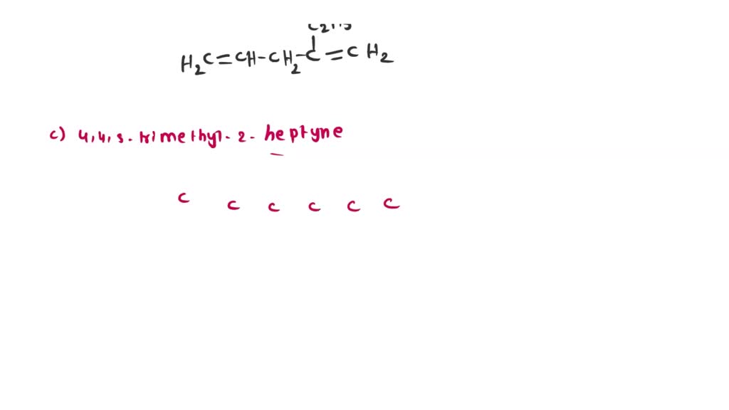 SOLVED: Draw structural formulas for the following compounds: a. 4,4,5-trimethyl-2-heptyne 4O,HO ...