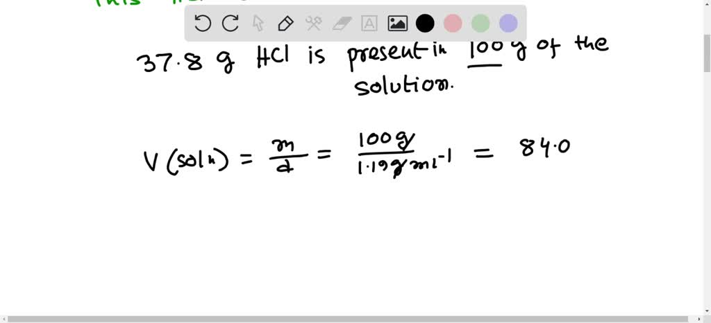 SOLVED: Concentrated hydrochloric solution has molarity of 12.3 M. If the density of the ...