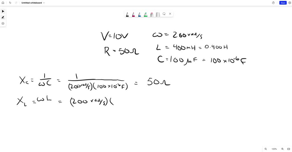Solved An Ac Generator Producing 10v Rms At 200 Rad S Is Connected In Series With A 50 Î