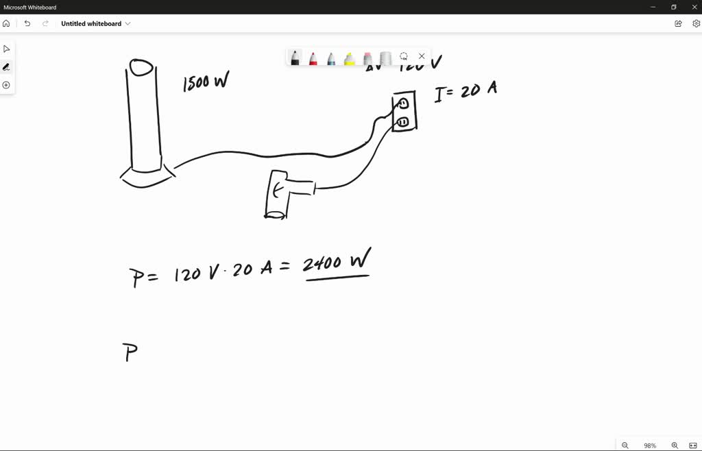 SOLVED: A 1500W electric heater is plugged into the outlet of a 120V ...