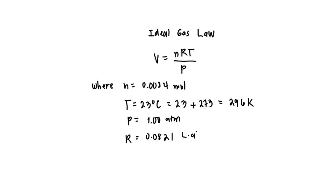 Solved Using The Predicted Number Of Moles Being 0 0024 Hydrogen Gas
