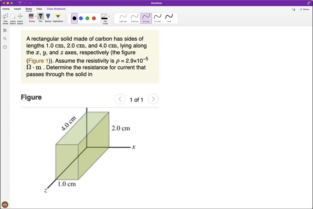 A rectangular solid made of carbon has sides of lengths 1.0 cm, 2.0 cm ...