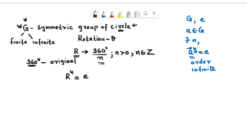 SOLVED: Let G be the symmetry group of a circle. Show that G has elements of every finite order ...