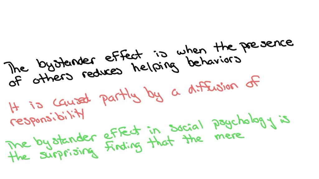 SOLVED: In light of the bystander effect, explore the factors that ...