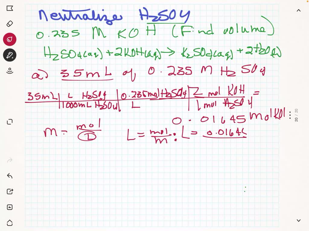 SOLVED: Determine the volume of 0.245 MM KOHKOH solution required to neutralize each sample of ...